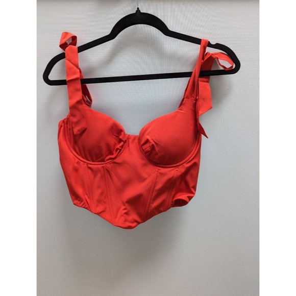 Amazon | Tops | Red Bustier Corset Crop Top With Tie Shoulder | Poshmark
